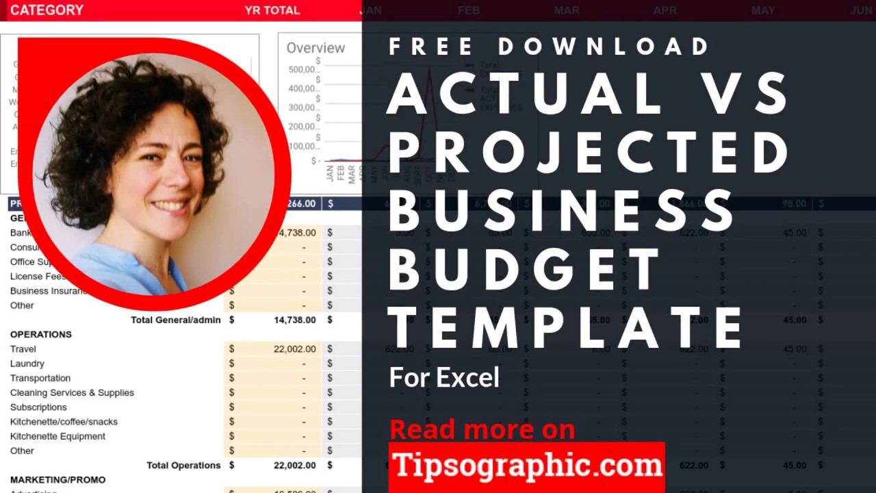 Actual Vs Projected Business Budget Template for Excel, Free