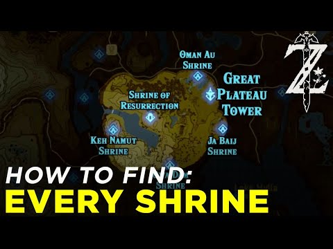 Zelda: Breath of the Wild Shrine Map (Includes DLC)