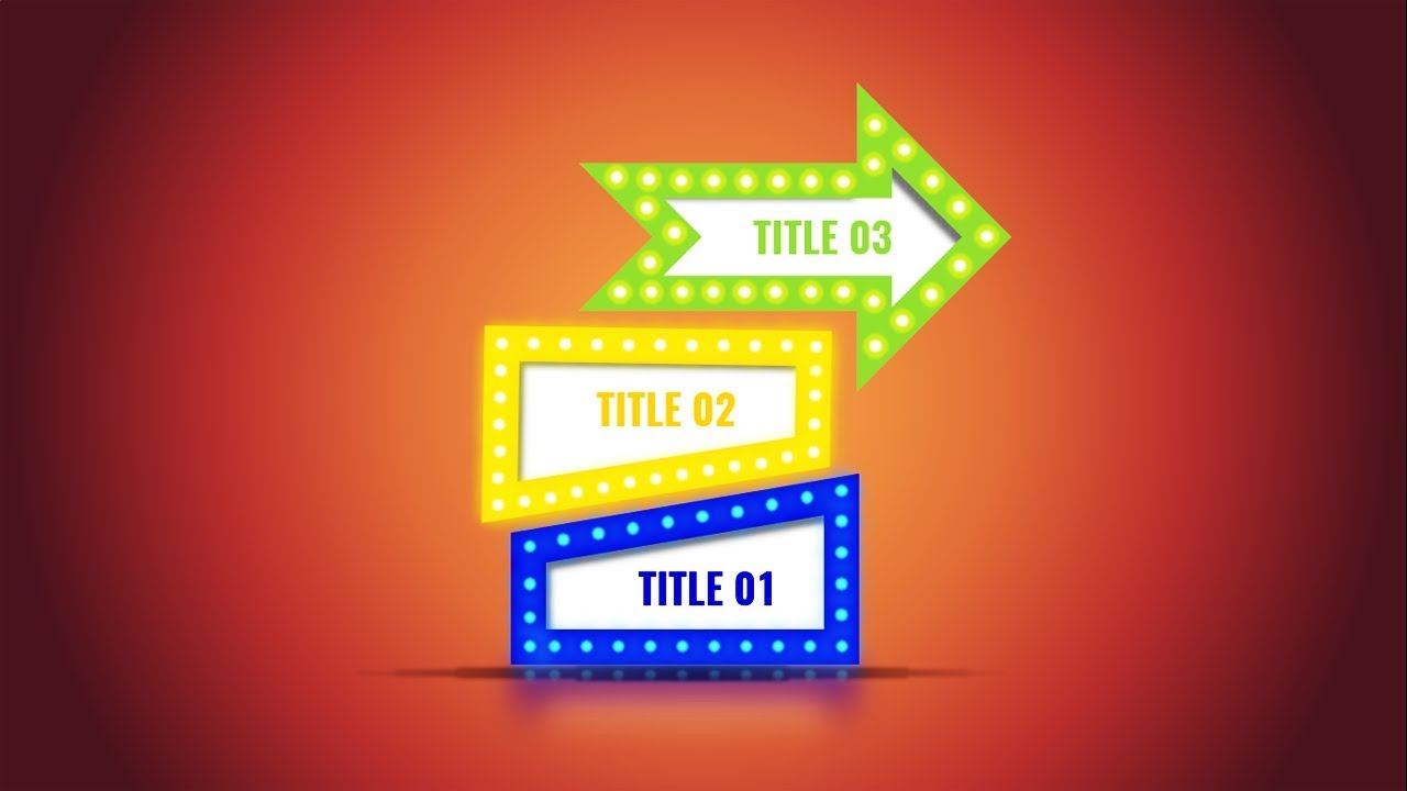 Light Banner PowerPoint Template | Neon Lights | LED Lights