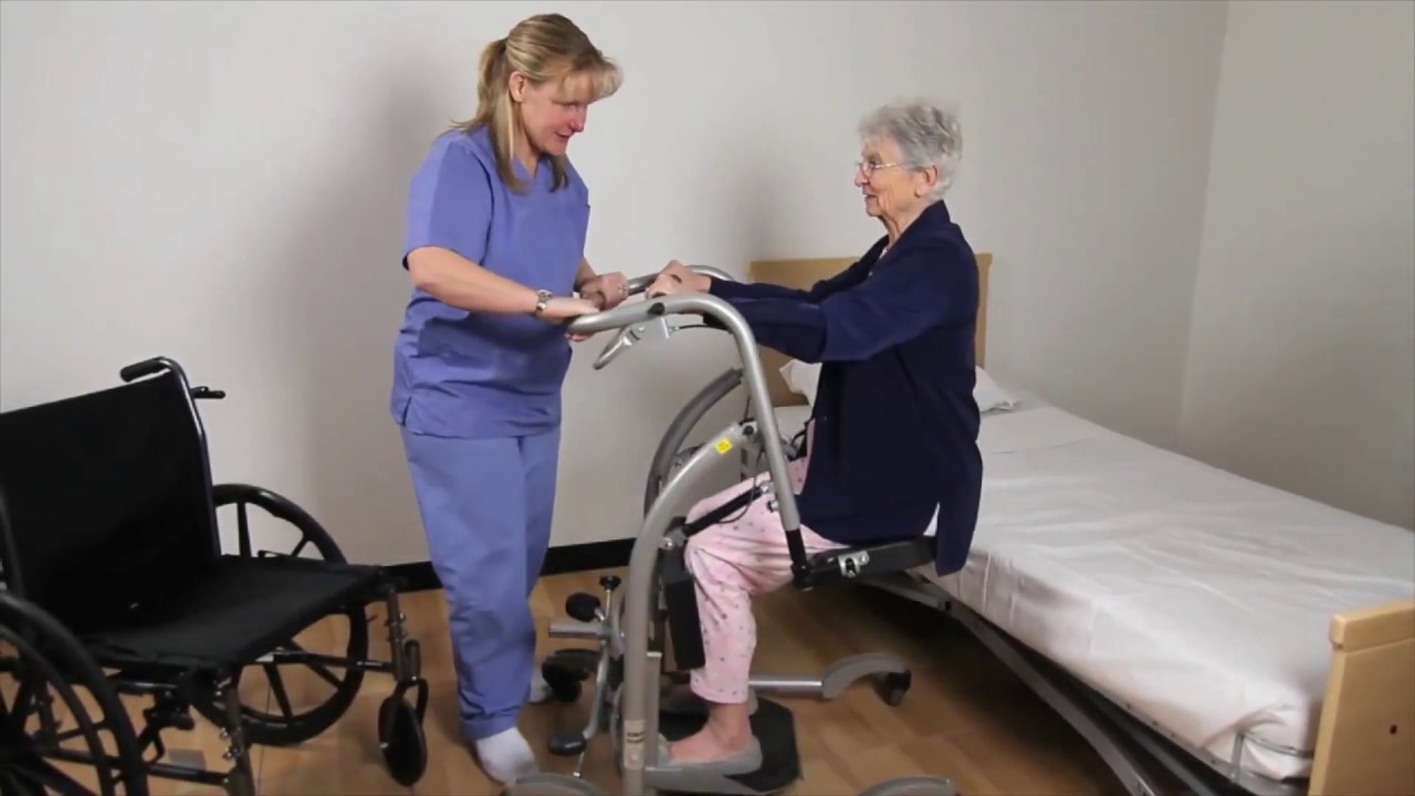 BILD Handicare Quick Move Manual Sit to Stand Patient Transfer Lift with Fold Down Seat