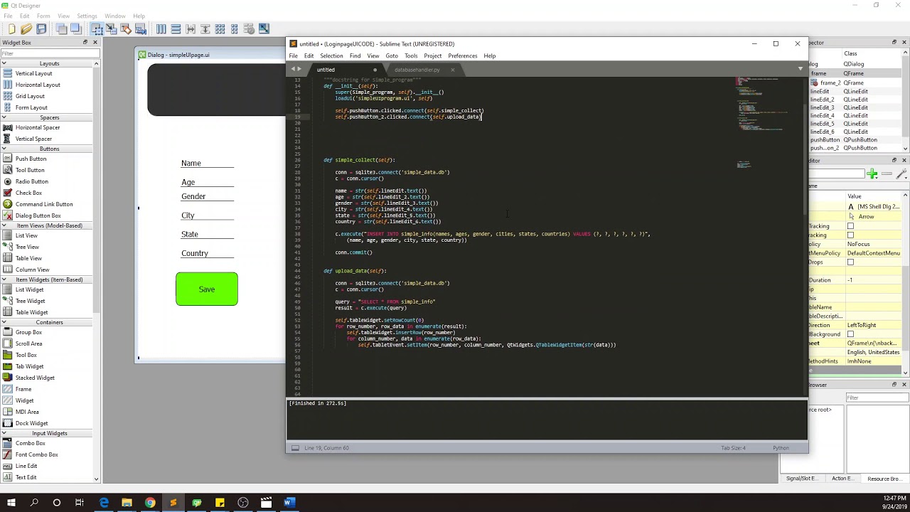 Python QT Designer PYQT5 SQLite GUI Tutorial part4