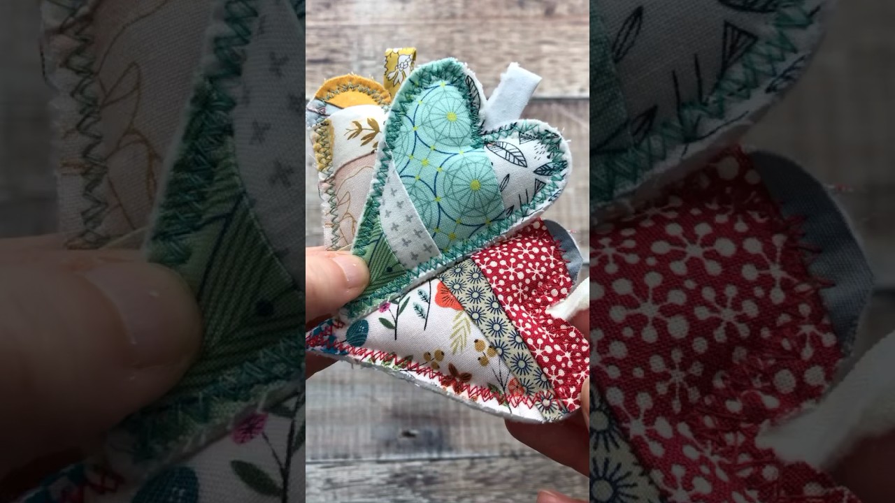 Valentines fabric heart ornaments // sewing idea // fabric pocket hugs  #fabricscraps  #sewing