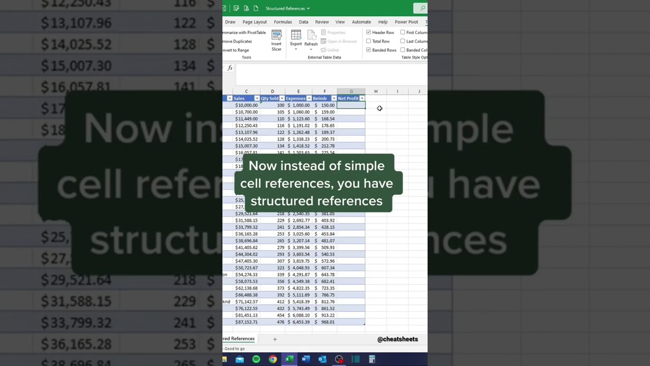 How to make structured references #excel