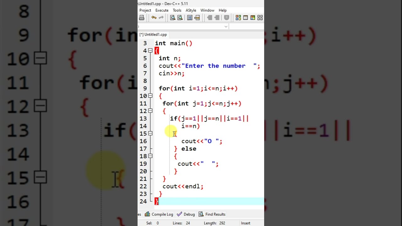 Print O alphabet pattern - C++ Program Tutorial  15. C++ pattern code.