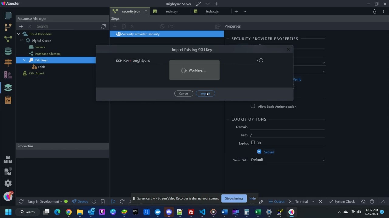 Importing SSH key from DO stuck on Importing SSH key from DO stuck on