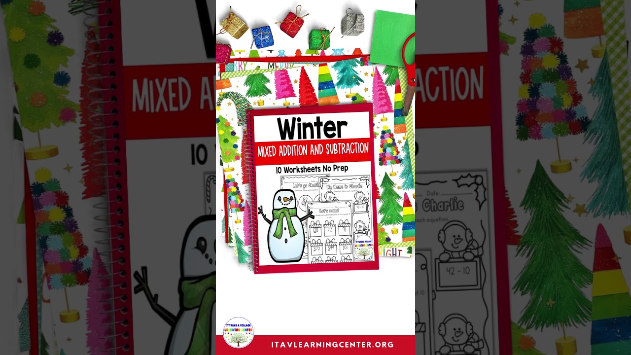 Winter Math Worksheets - Fun 2-Digit Addition & Subtraction!