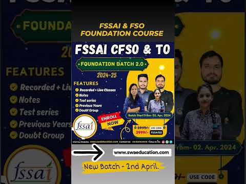 FSO Course New Batch| FSSAI Foundation Course| FSO Exam Preparation