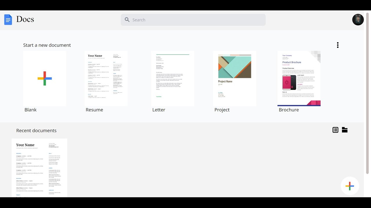 Google Docs Clone using React js and tailwind css