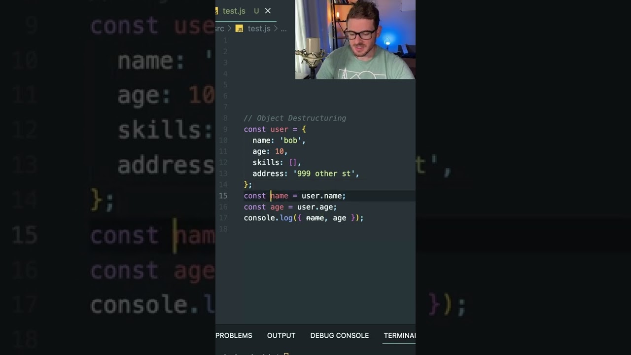 Clean up your code using object destructuring in Javascript #shorts