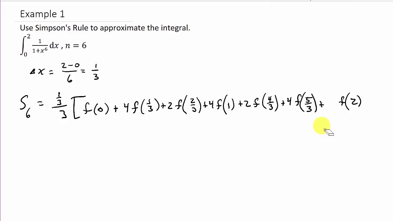 Simpsons Rule For Approximating Integrals Example 1