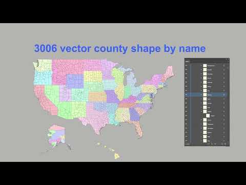 USA three digit zip code vector map with county shape