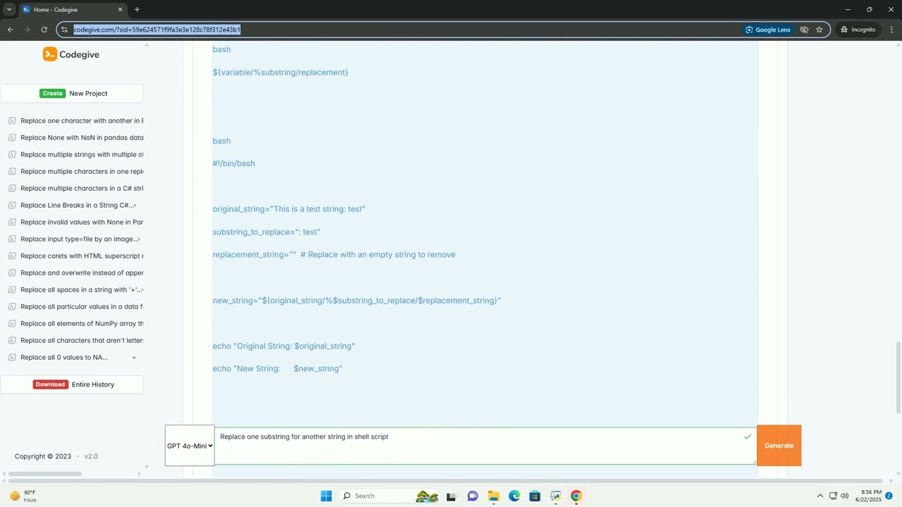 replace one substring for another string in shell script