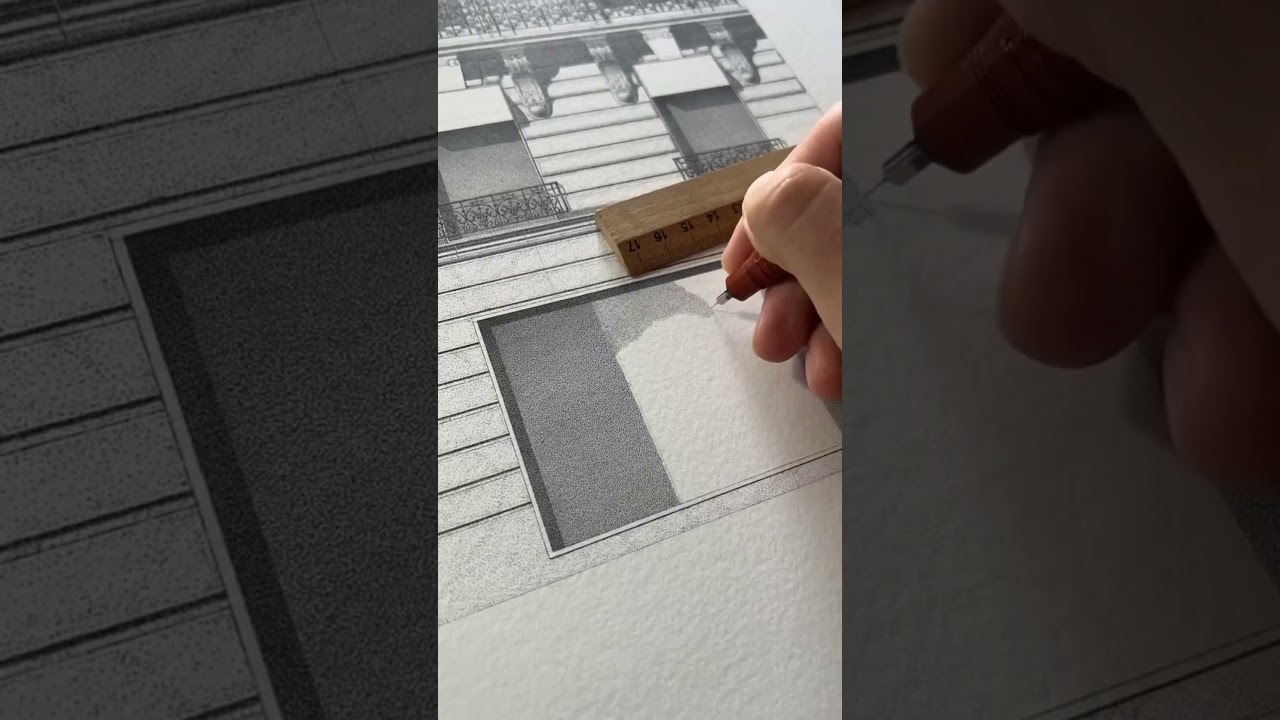 Architectural drawings with pointillism by artist casaltaxavier on IG #architect #architecture #art