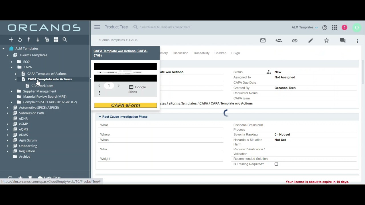Orcanos CPA work item addition