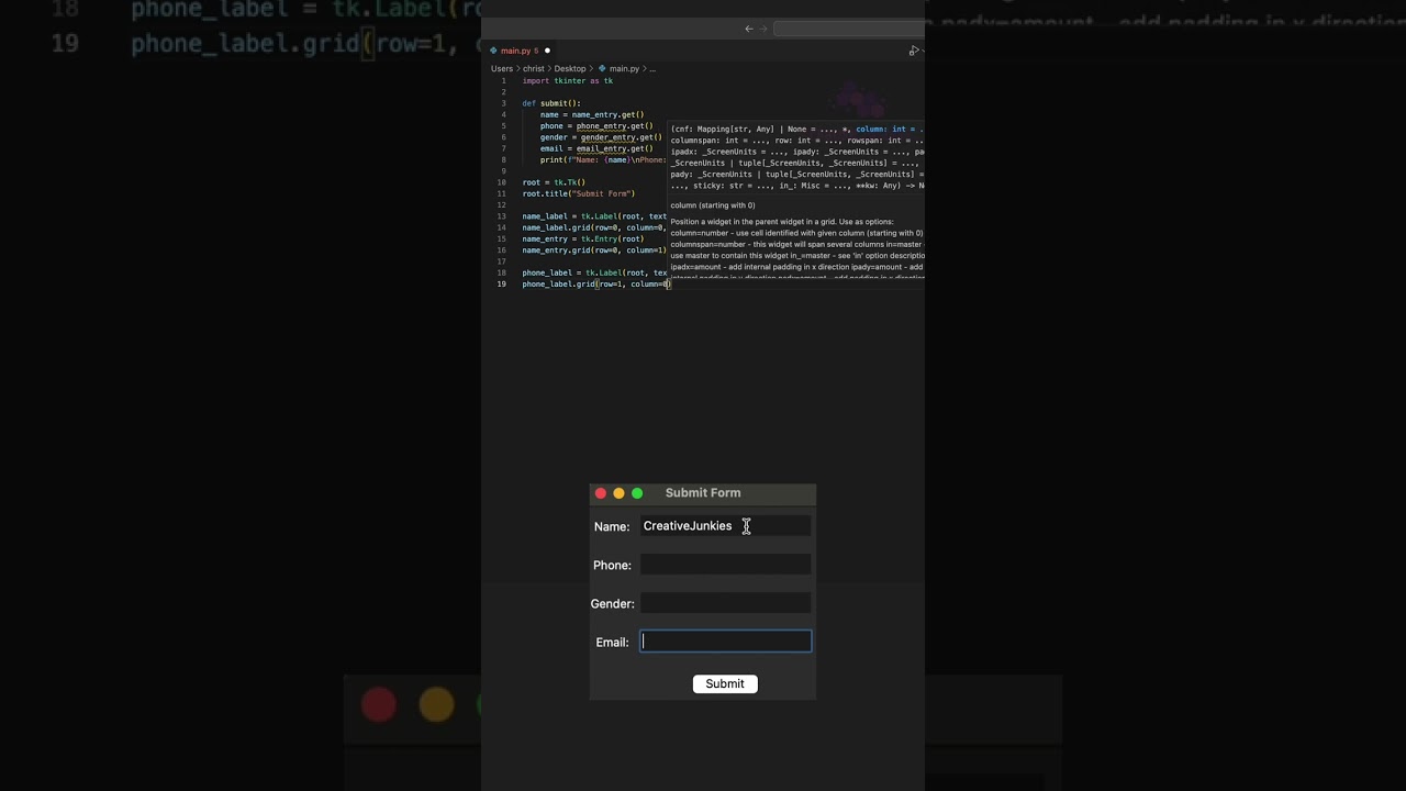 Python GUI Form Tutorial