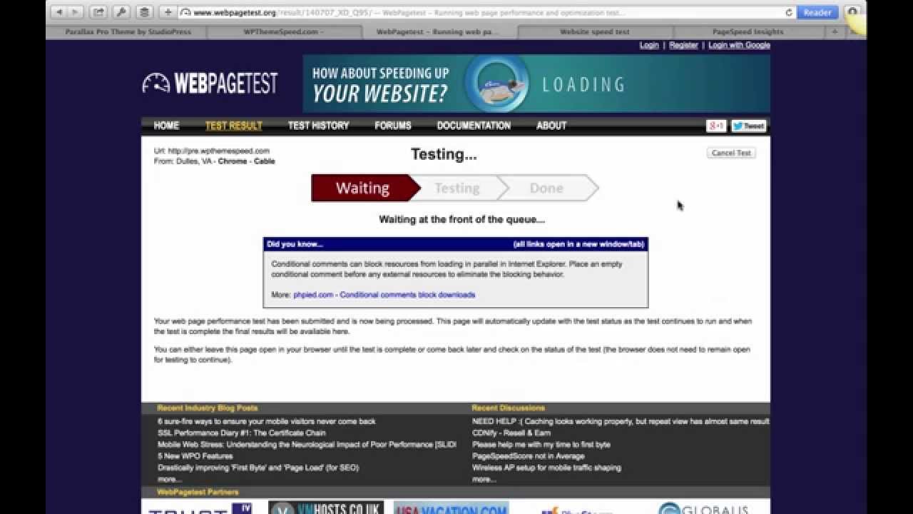 How fast is the Parallax Pro Theme on Pressable - WPThemeSpeed