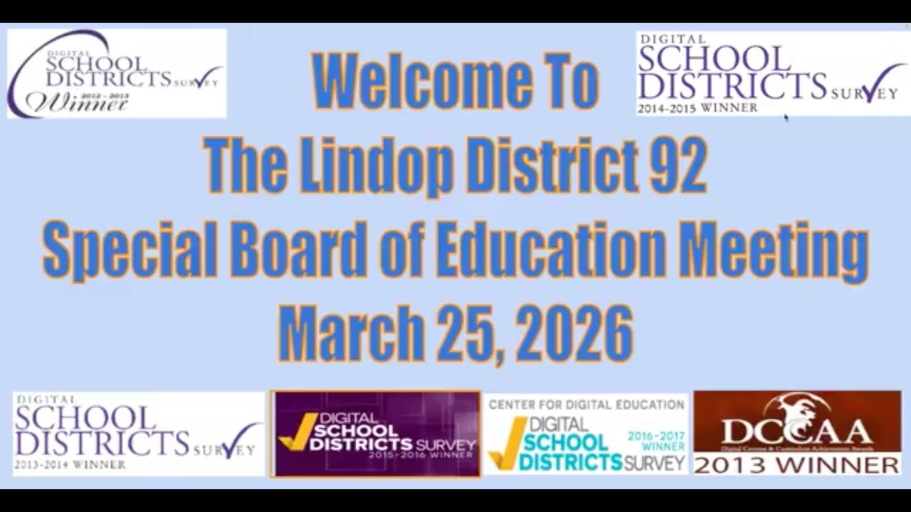 Lindop 92 Special Board of Education Meeting - March 25, 2026