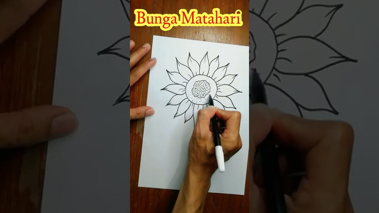 Wow Mudah banget gambar bunga matahari // how to draw sun flower #shorts