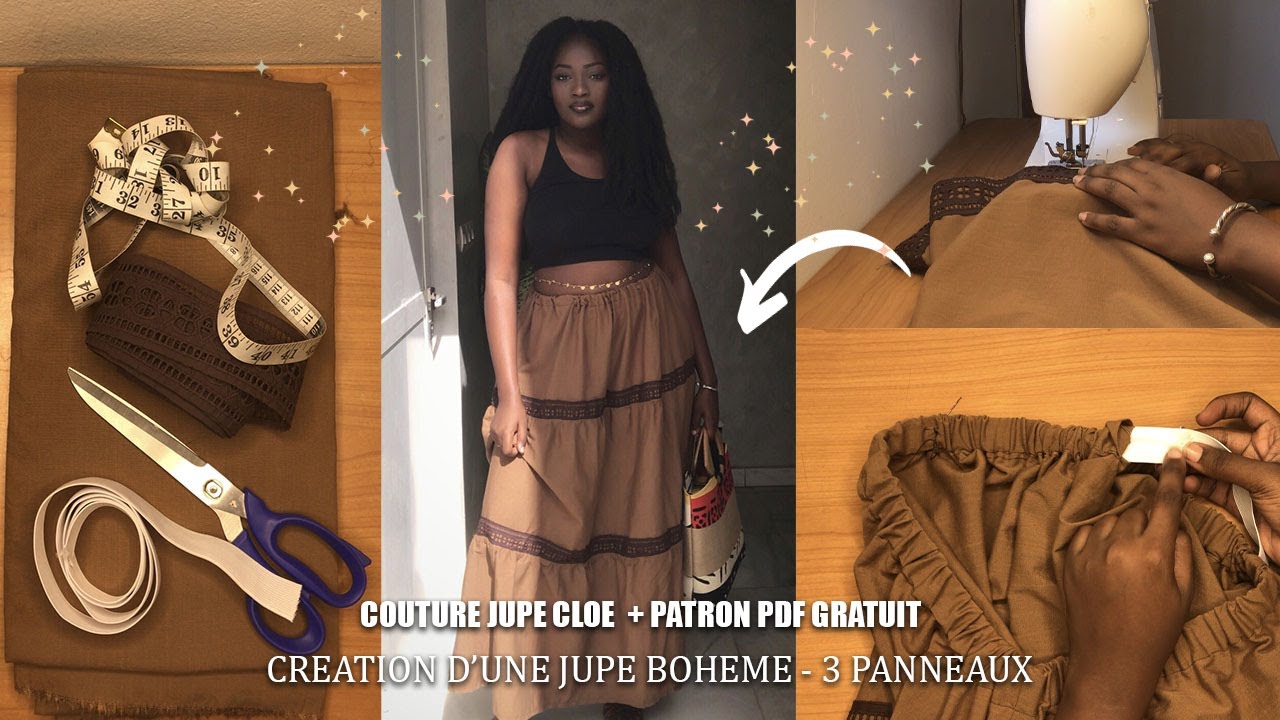 JE REALISE UNE JUPE BOHEME - DIY JUPE CLOE + PATRON  PDF GRATUIT-