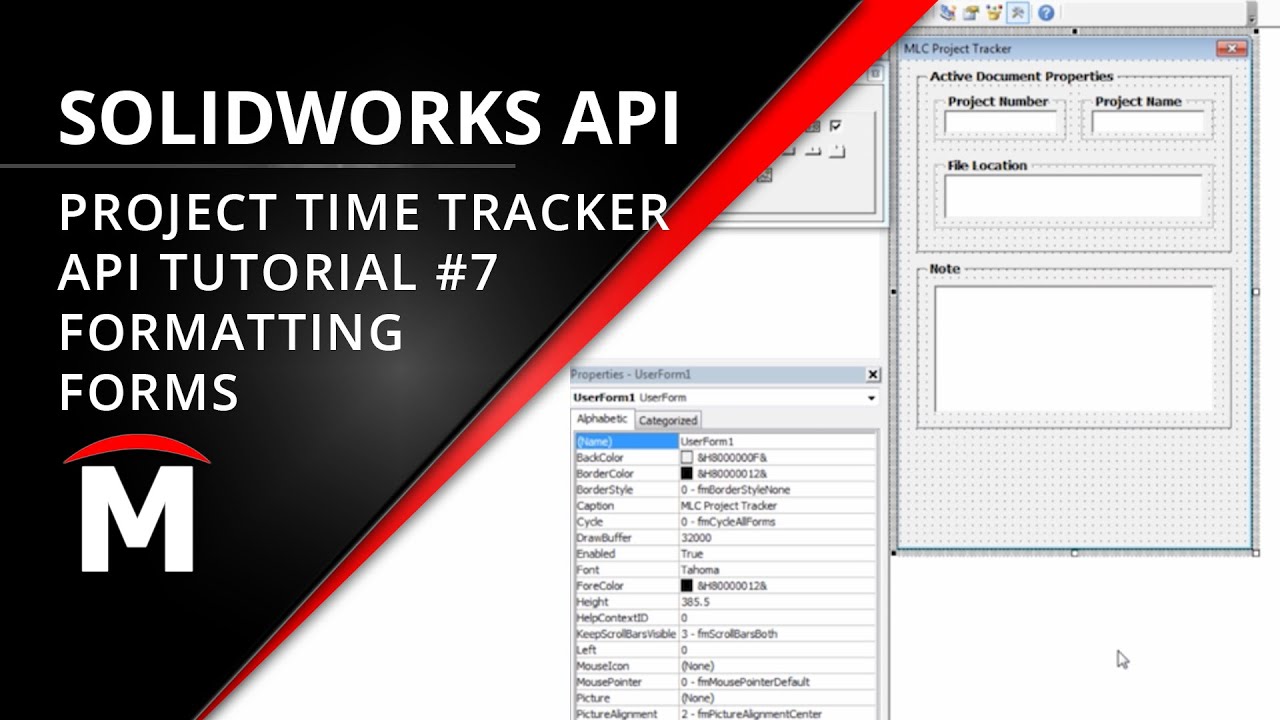 Project Time Tracker - Formatting Forms - SOLIDWORKS API Tutorial #7