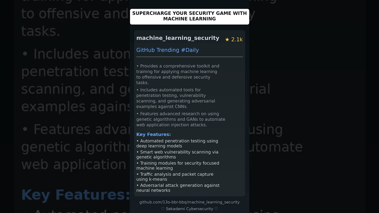 GitHub Trending Repositories: 13o-bbr-bbq/machine_learning_security 🇬🇧