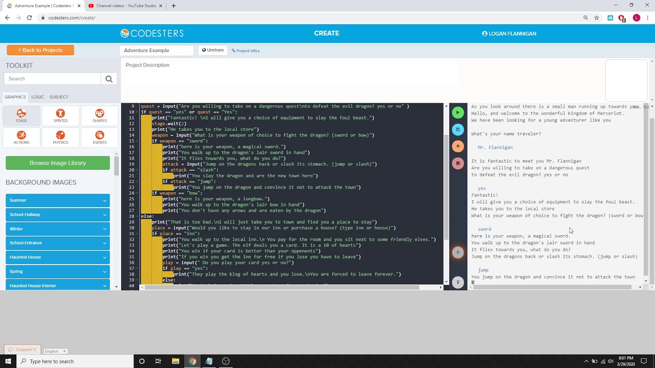 Adventure Game Model (Codesters/Python)