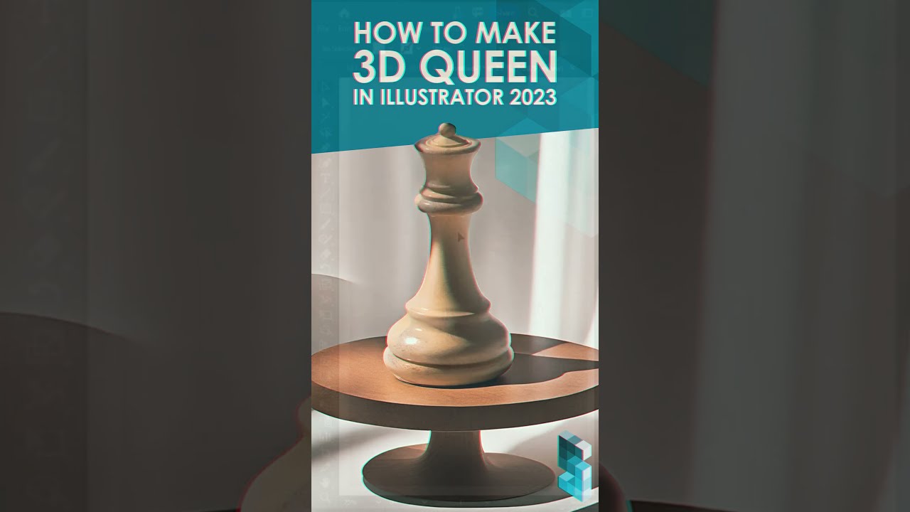 Making Queen Of Chess ♛ in 3d using Illustrator 2023 new feature #3dmodeling #adobeillustrator