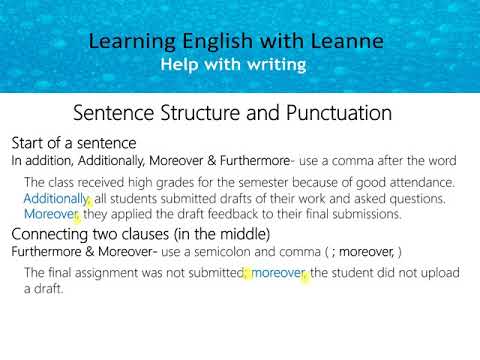 Moreover, Furthermore & In addition 3: Sentence Structure & Punctuation