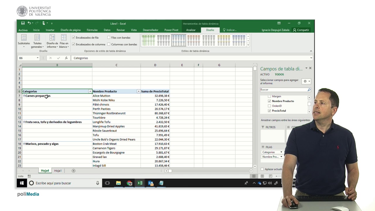 Excel, tablas dinámicas, formato tabular |  | UPV