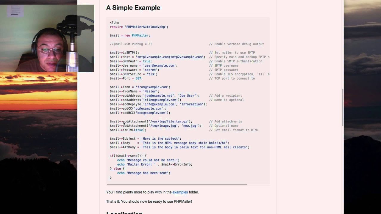exploring the readme on github for phpmailer