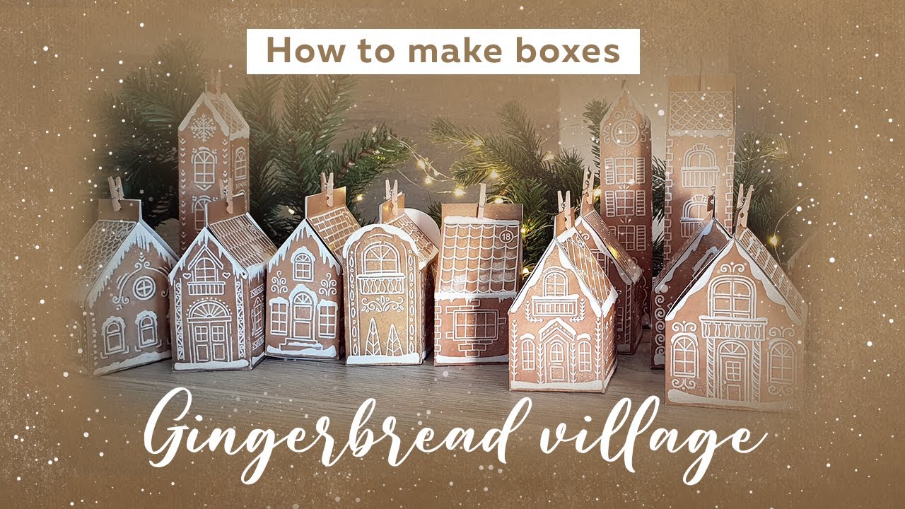 Advent Calendar Gingerbread Village. How to make boxes with printable template