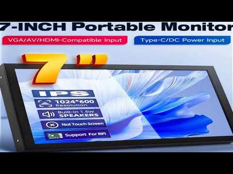 7 Inch Portable Monitor 1024x600 IPS LCD HDMI-compatible VGA AV Input DC Type C Power Scr