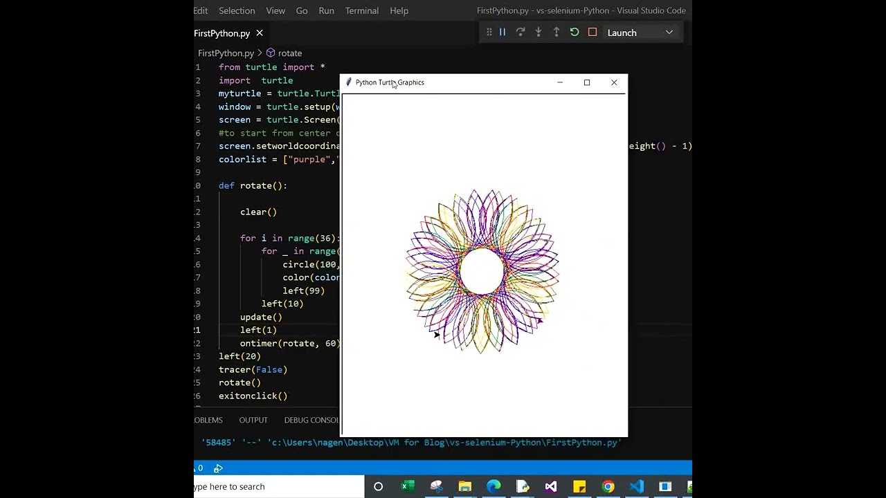 Draw an animated shape  Using circle Python Turtle