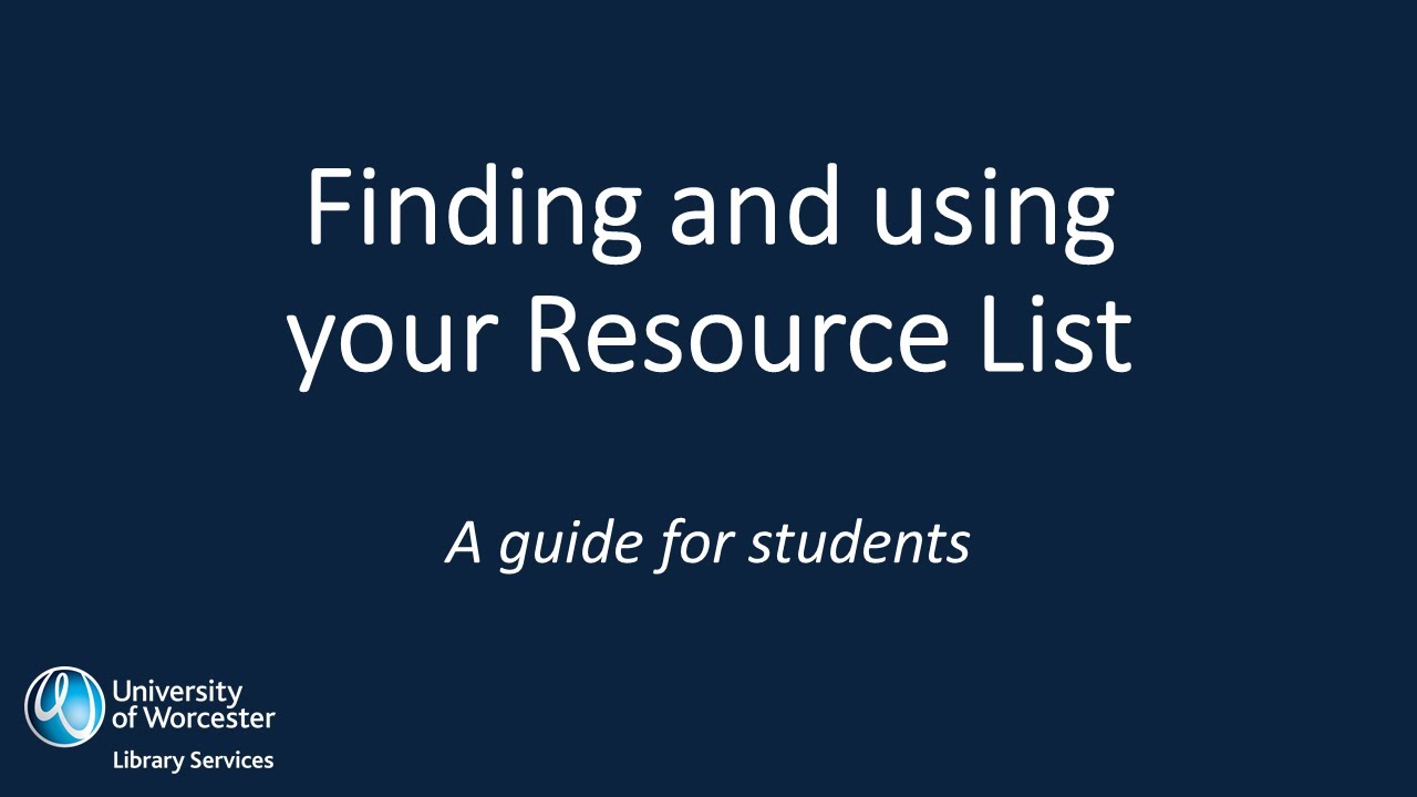 Finding and using your Resource List: a guide for students