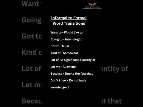 Informal to Formal English #informalenglish #formalenglish #spokenenglish #englishlessons #learnword