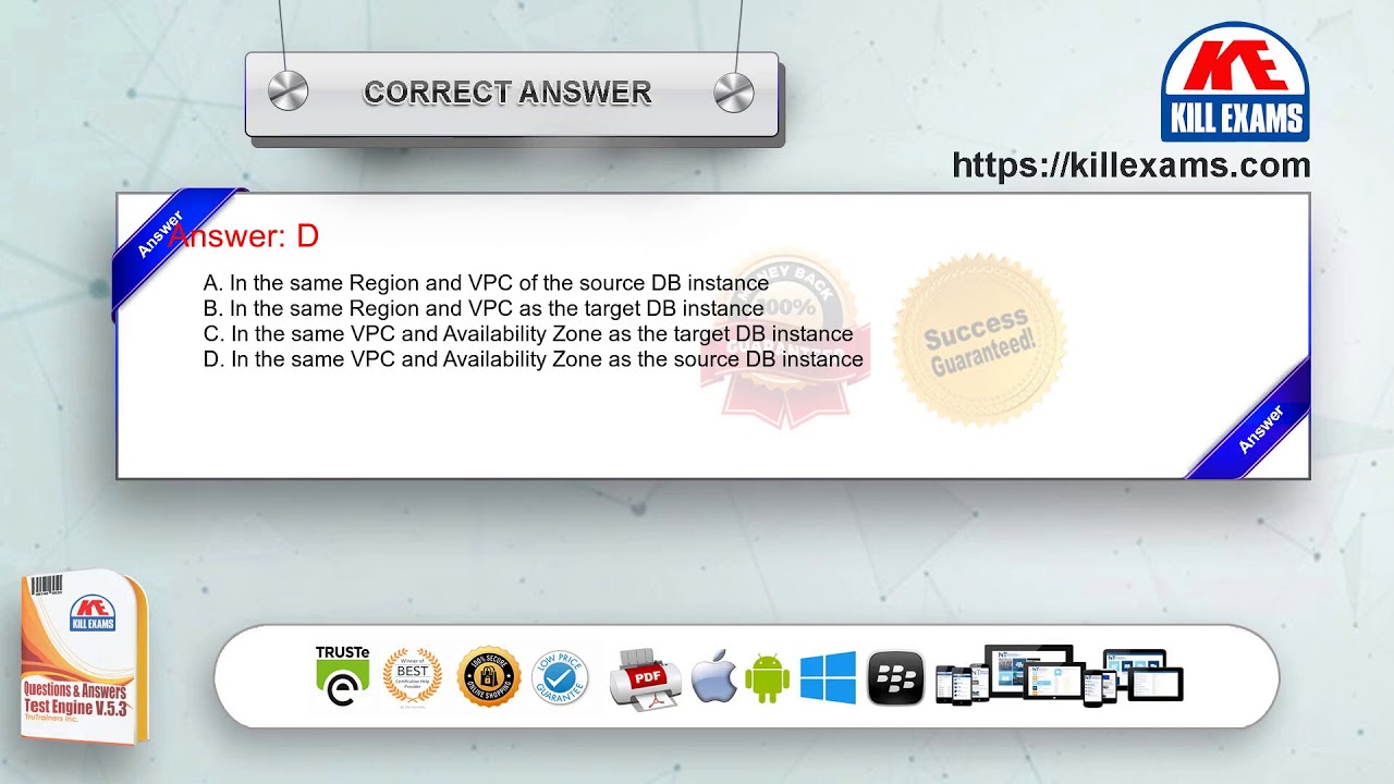 AWS-CDBS - AWS Certified Database-Specialty (DBS-C01) Real Exam Questions and Answers by Killexams.