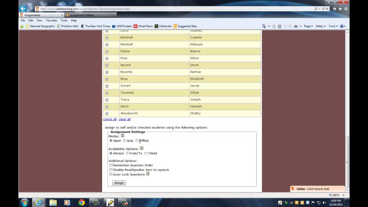 Creating Castle Learning Assignments