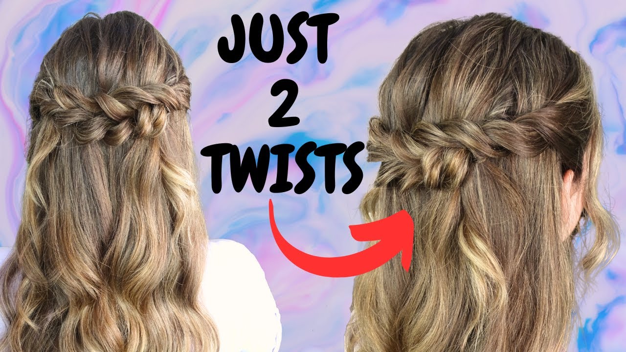 EASY half up half down hairstyle  |  quick twisted half up half down hair tutorial
