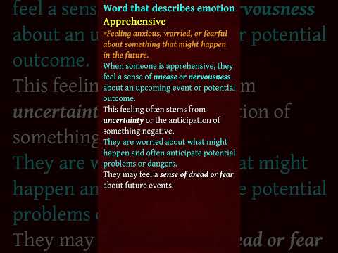 Word that describes Emotion: Apprehensive | Vocabulary | English Speaking Made Easy | #vocabulary
