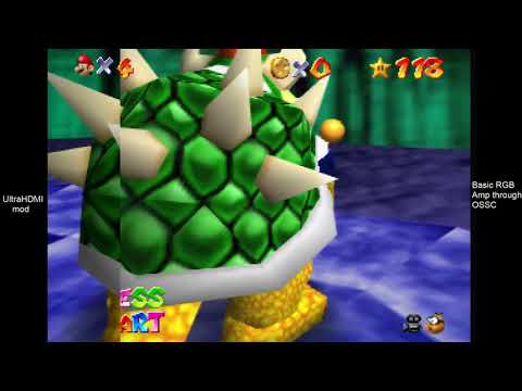 N64 Side-by-Side Comparison - UltraHDMI vs Basic RGB Amp (Mario 64)