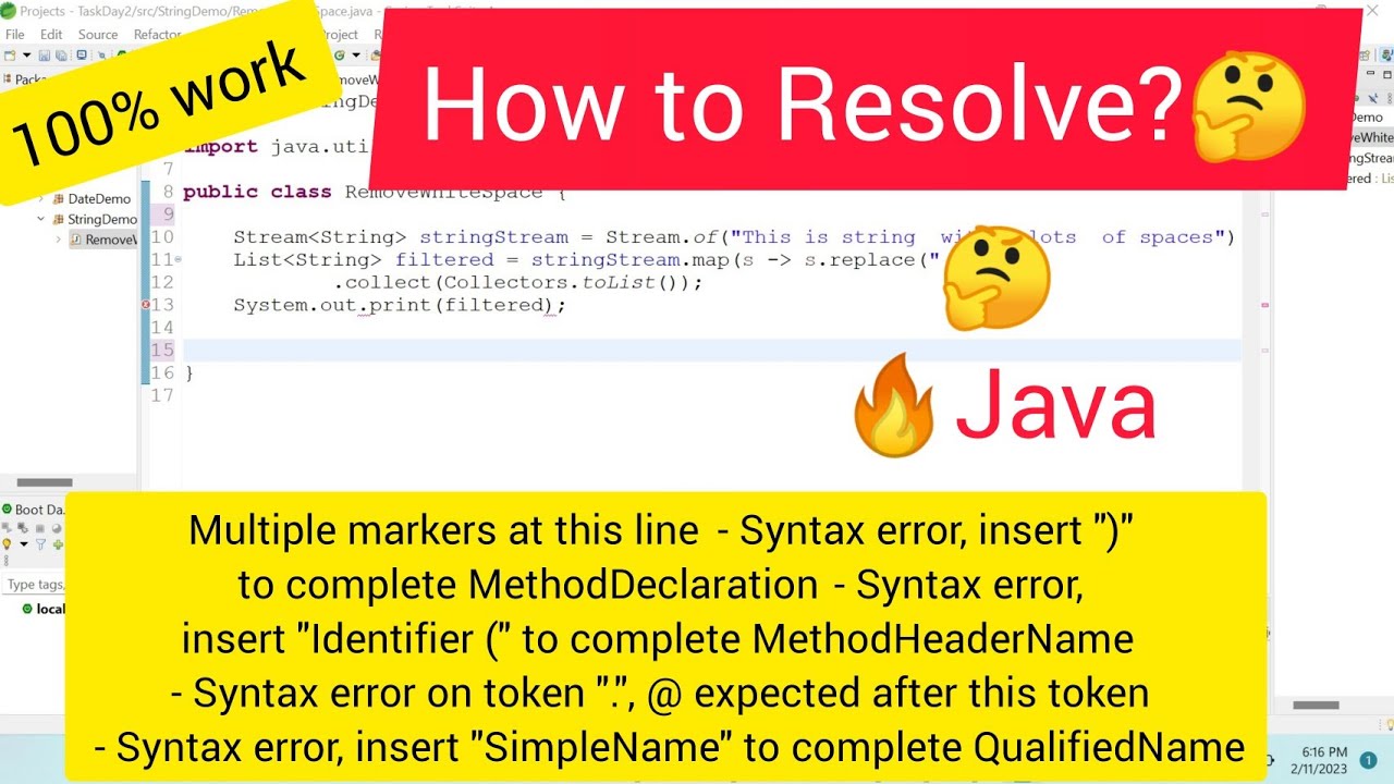 How to resolve Multiple markers at this line -Syntax error, insert 
