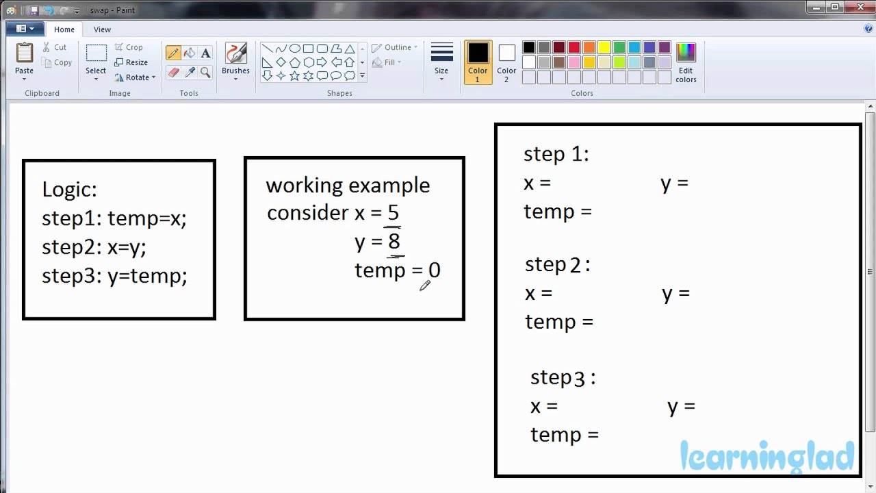 C Programming Exercise | Program to Swap 2 Numbers Using a temp / third Variable