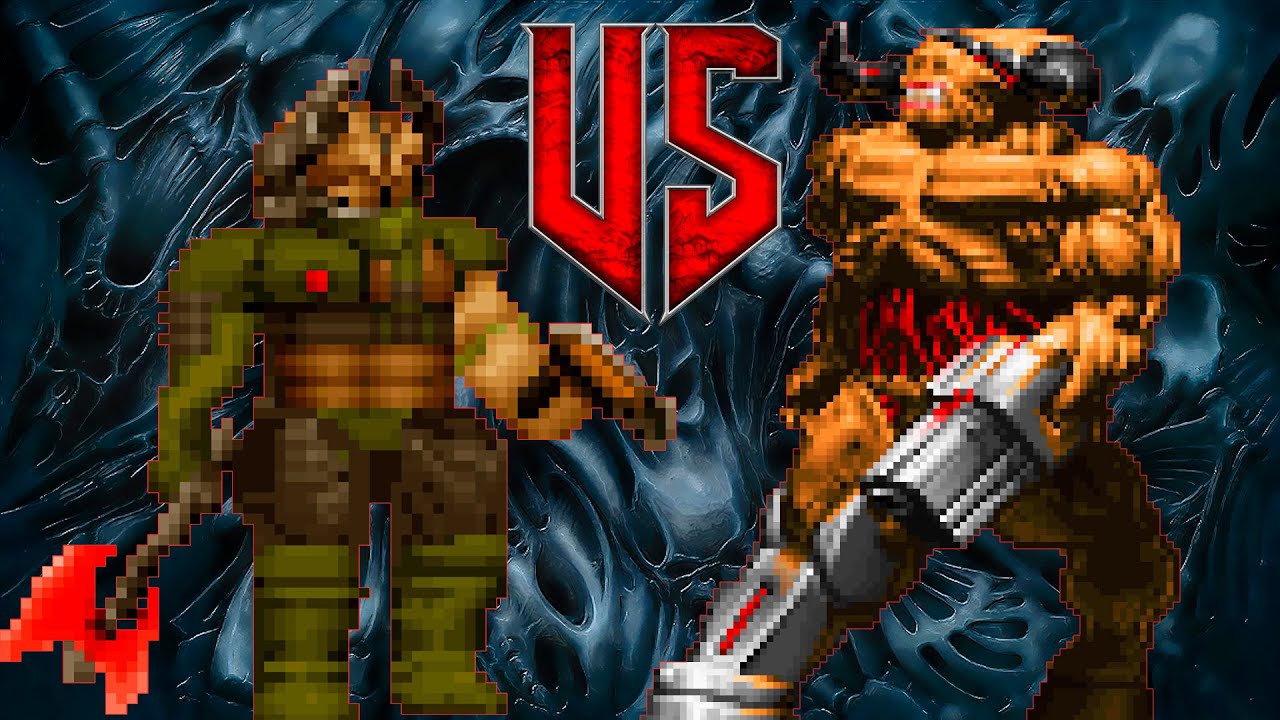 Maraudeur (DOOM Ethernal) vs Cyberdemon - DOOM : Monster Infighting - RETRO BOSS BATTLES
