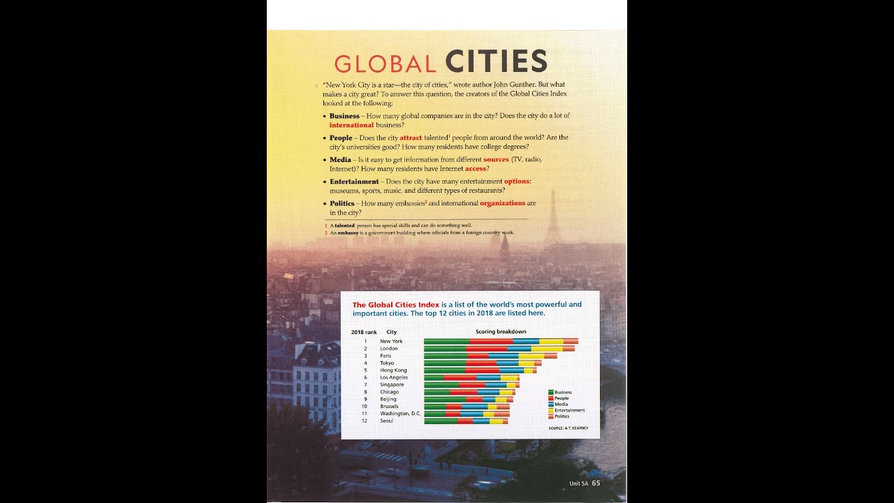 Reading Explorer 1. 5a. Global Cities