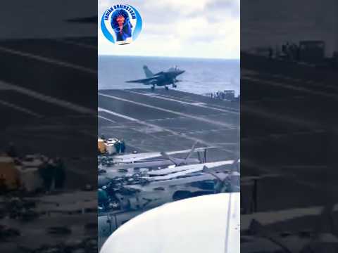 Dassault rafale fighter jet landing on aircraft carrier