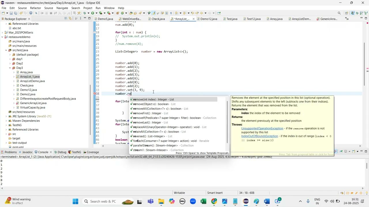 Selenium Interview Question: Differences between List and ArrayList using Java