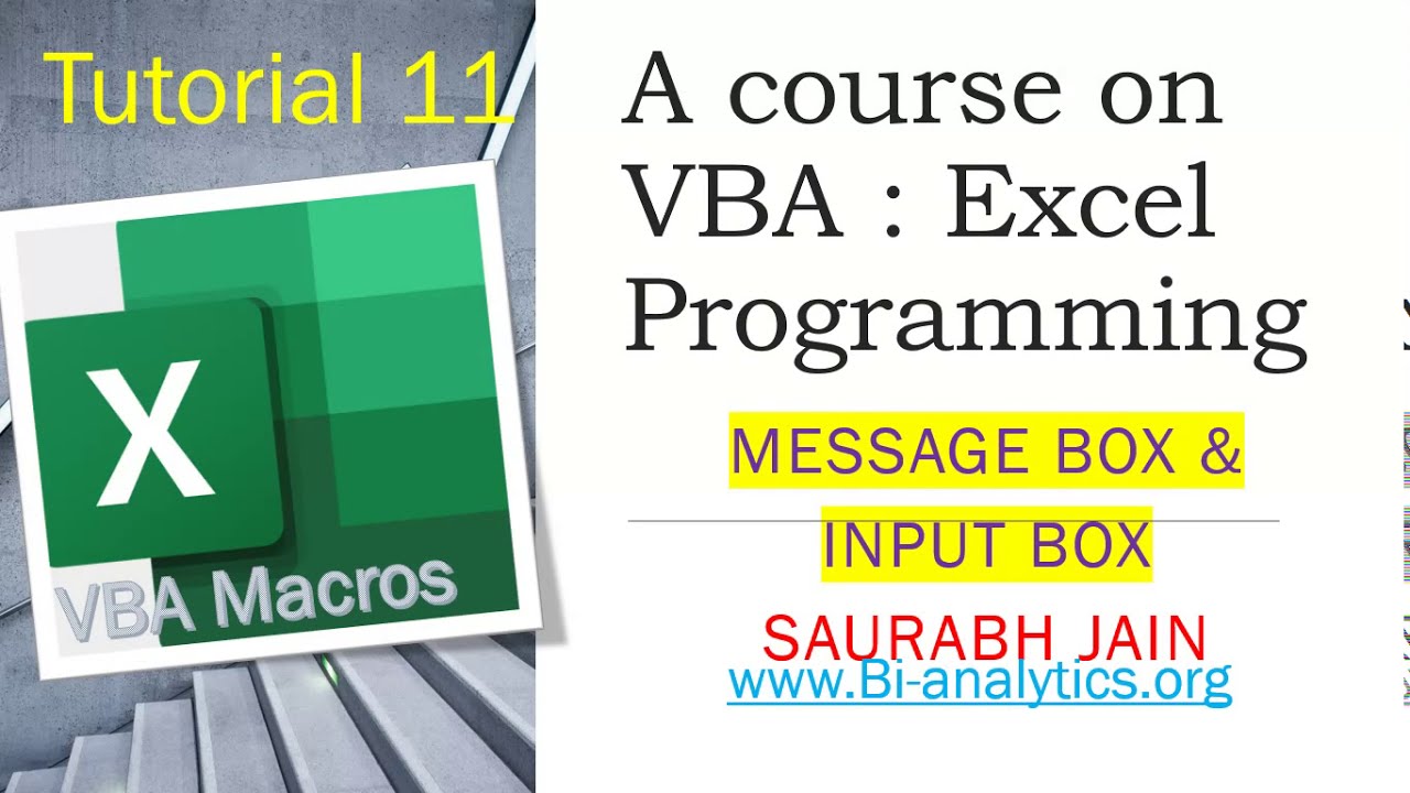 VBA Tutorial 11 InputBox & Message Box (MsgBox)