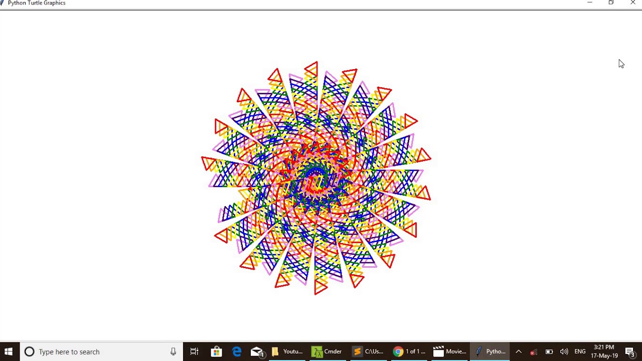Python Turtle Graphics Rainbow Triangle Flower