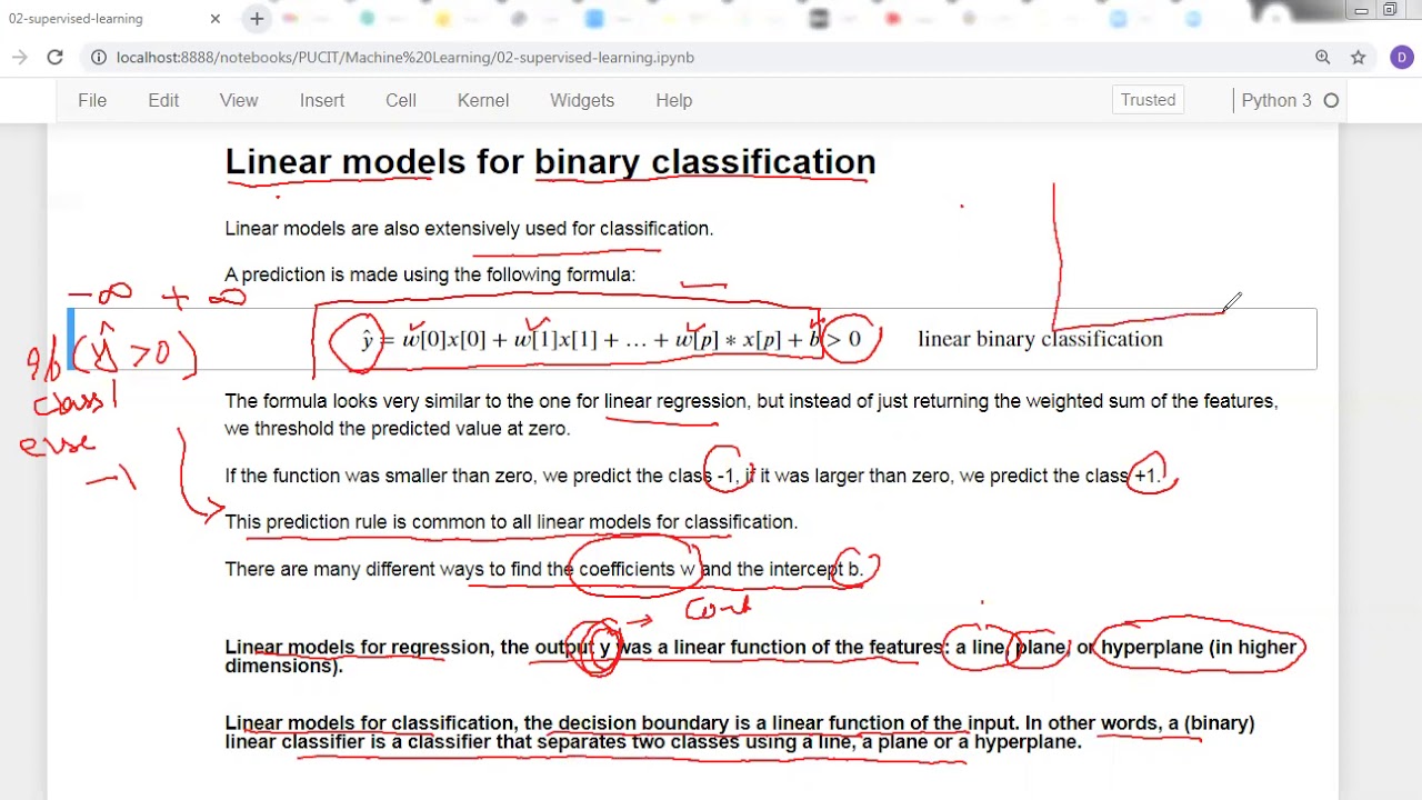 Linear models for binary classification