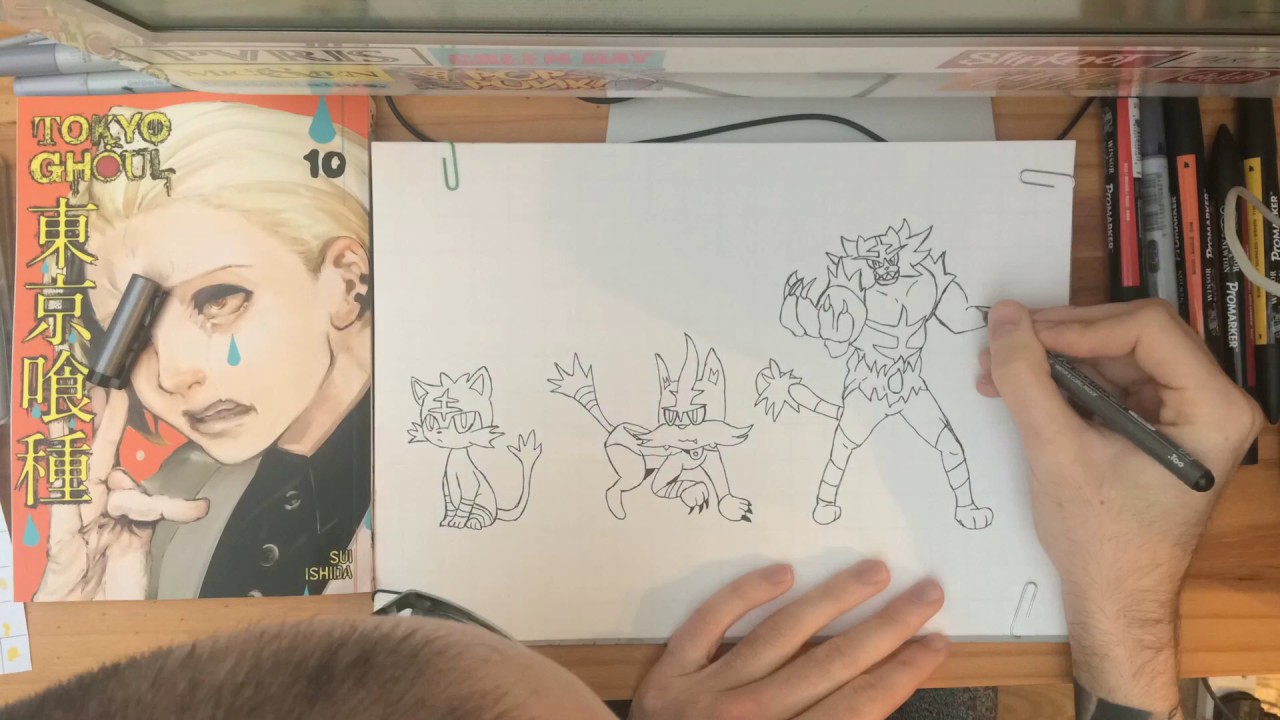 Litten Evolution Sketch Time-Lapse